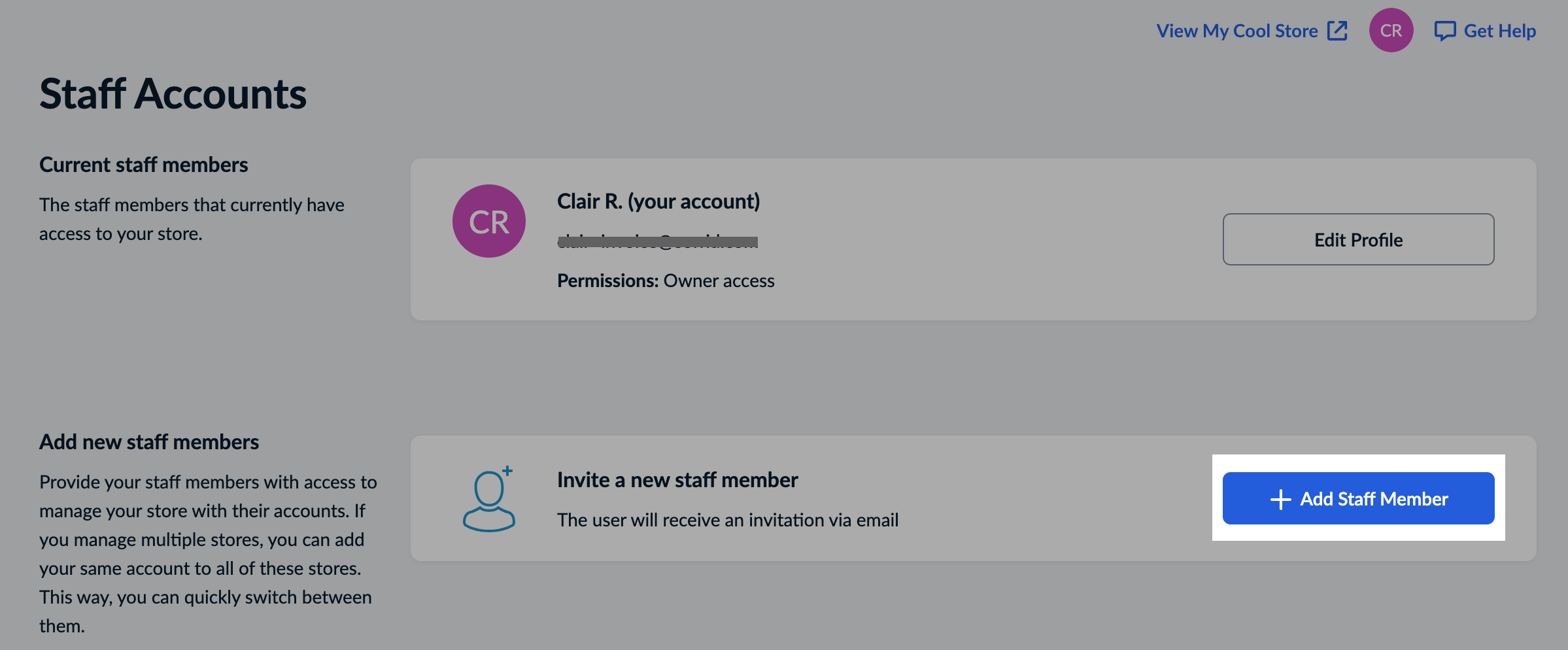 Adding and managing staff accounts – Ecwid Help Center
