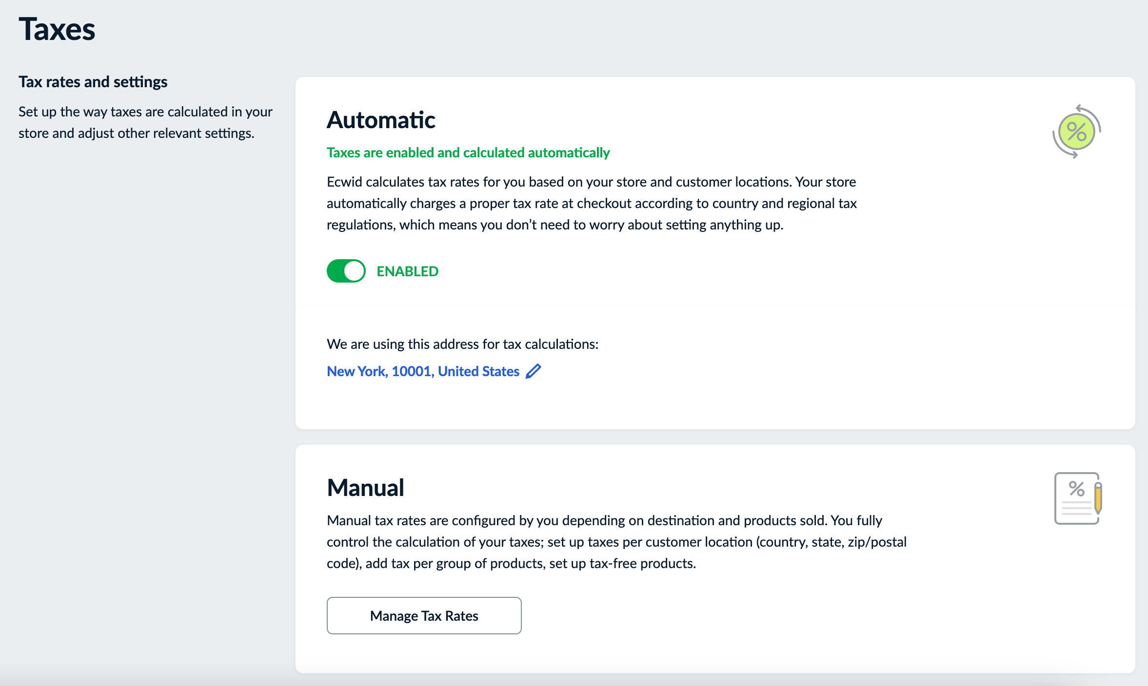 Setting up taxes – Ecwid Help Center