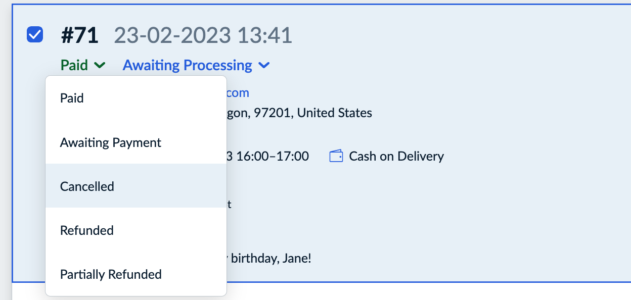 Canceling orders – Ecwid Help Center