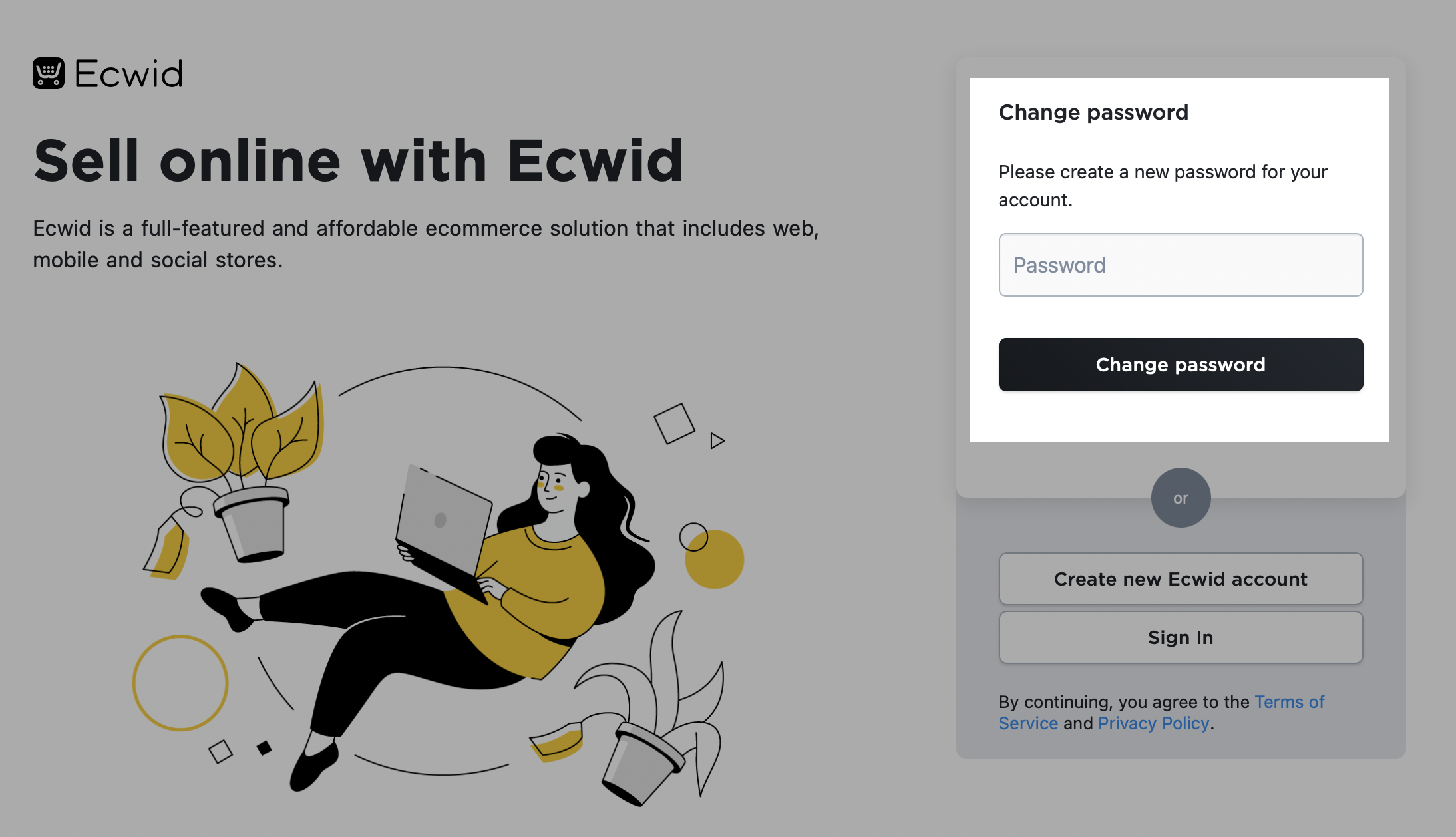 Resetting password – Ecwid Help Center