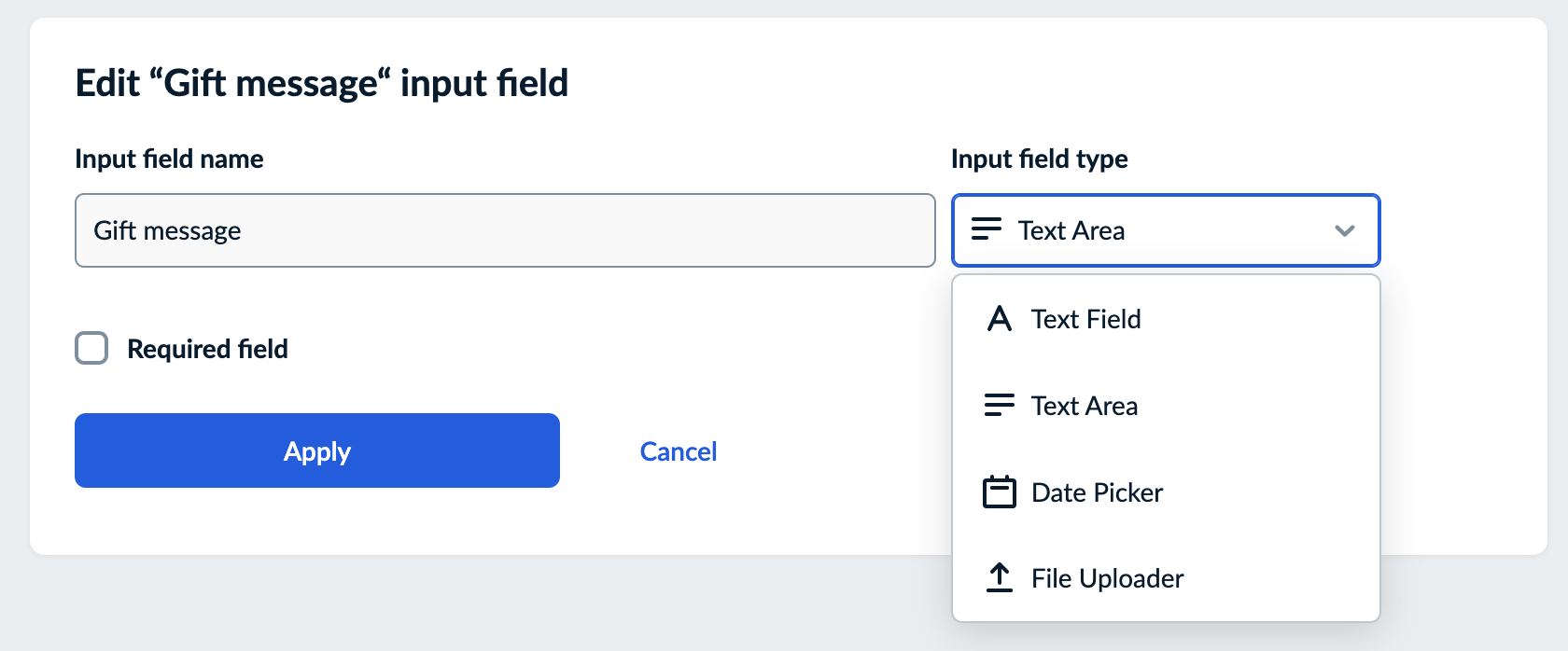 Adding text input fields, calendar, or file uploader to product pages ...