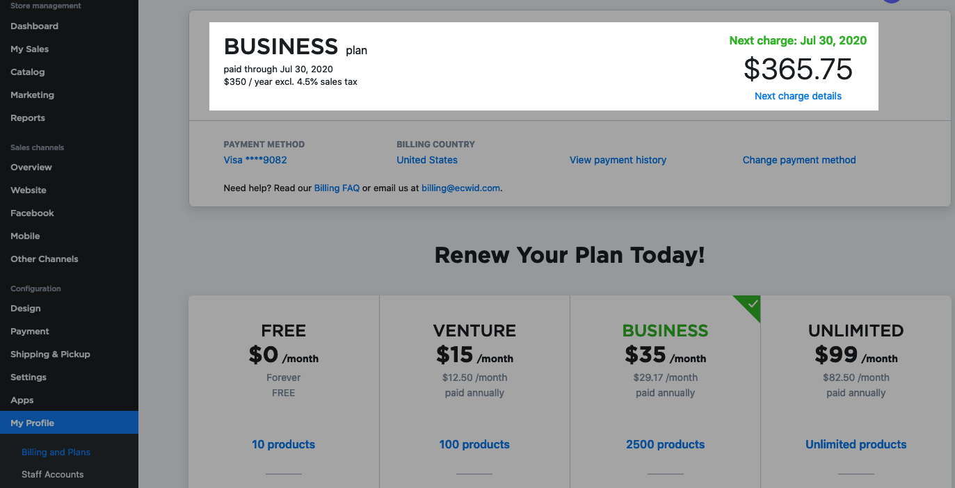 Resolving errors when paying for Ecwid subscription – Ecwid Help Center