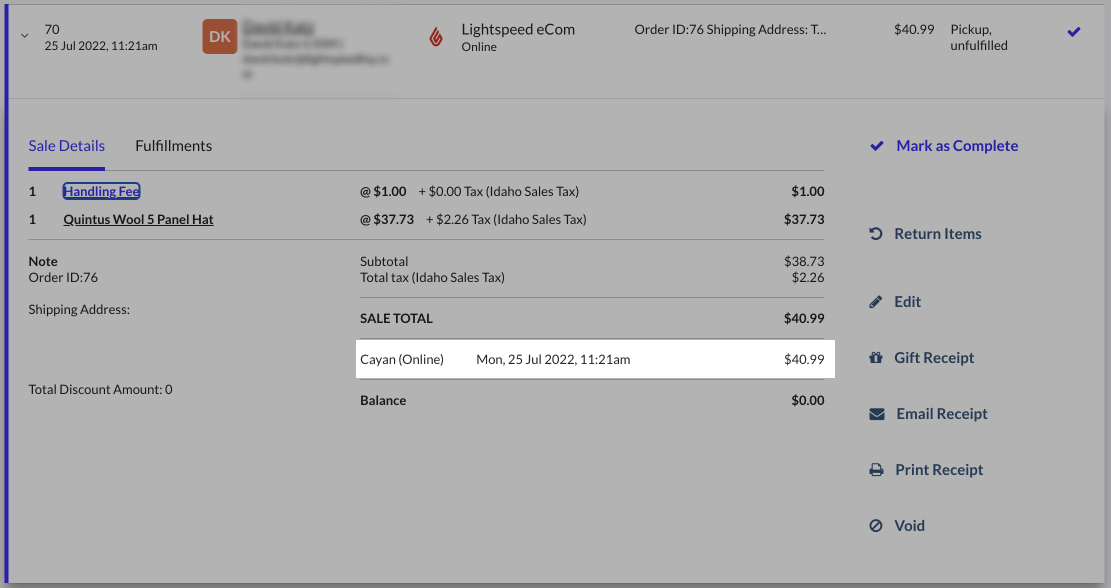 Comment les commandes Commerce électronique Lightspeed (série E) fonctionnent avec PDV ...