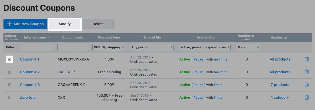 Setting up discount coupons – Ecwid Help Center