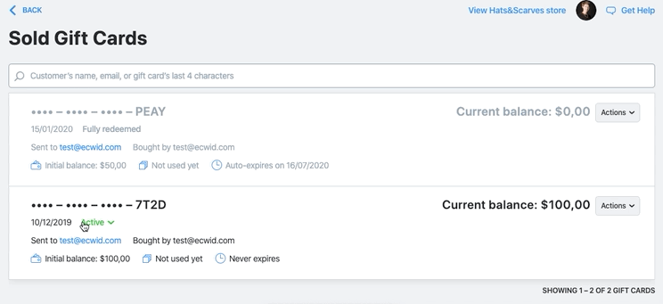 Gift cards – Ecwid Help Center