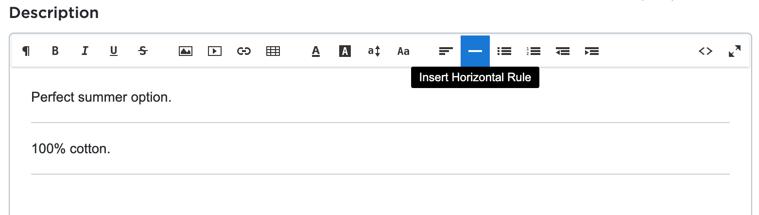 Using the built-in text editor – Ecwid Help Center
