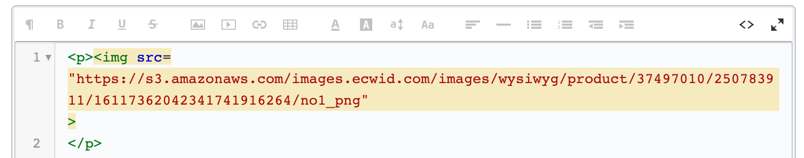Using the built-in text editor – Ecwid Help Center