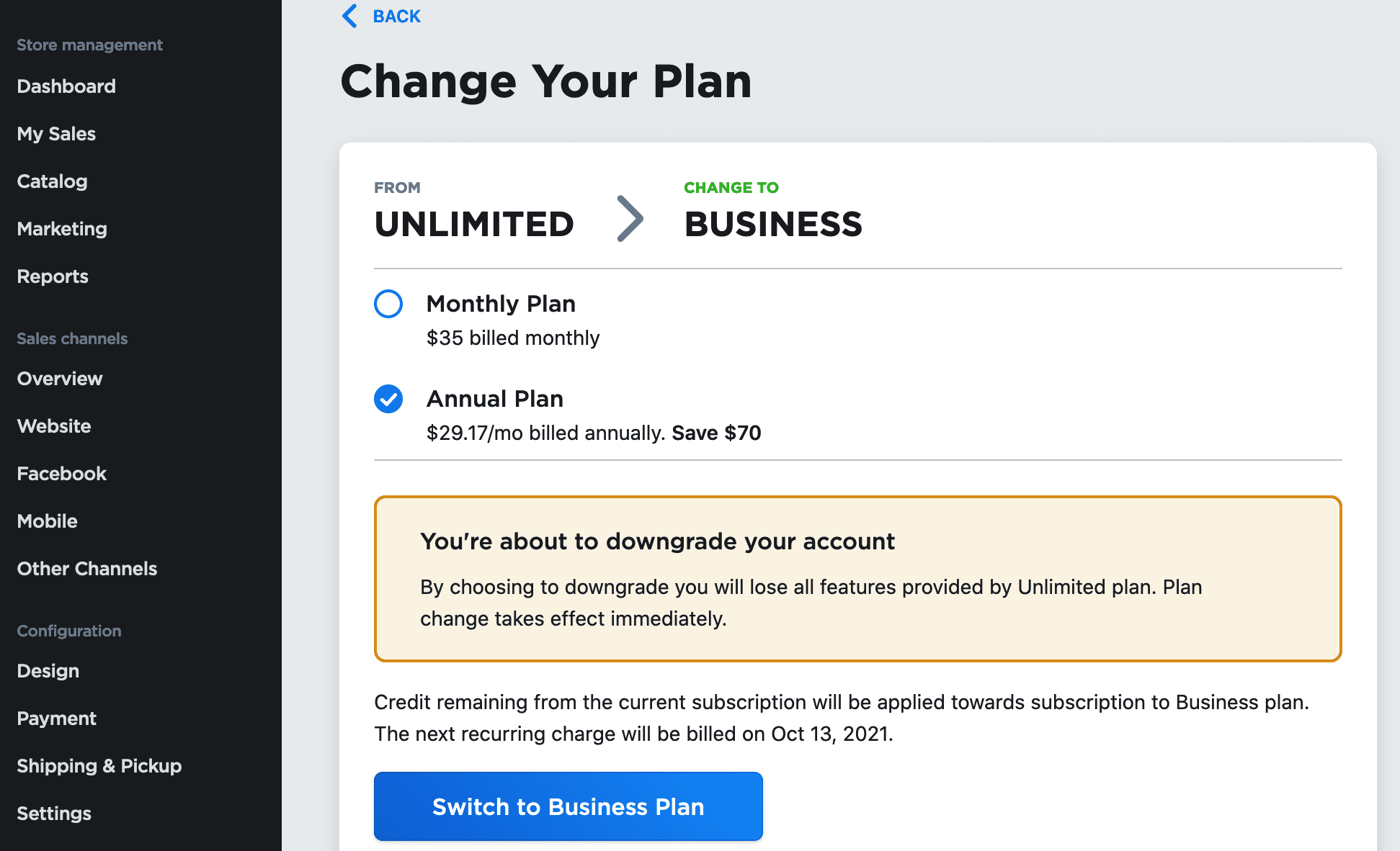 Upgrading or downgrading a paid plan – Ecwid Help Center