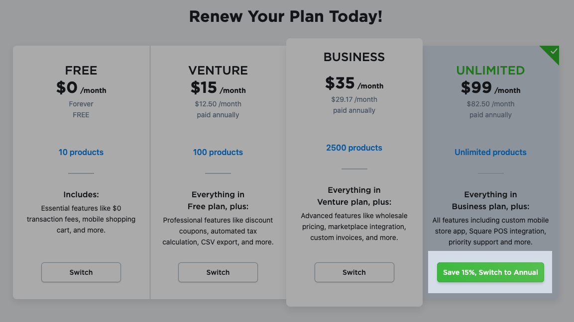 Switching from monthly to yearly plans (or vice versa) – Ecwid Help Center