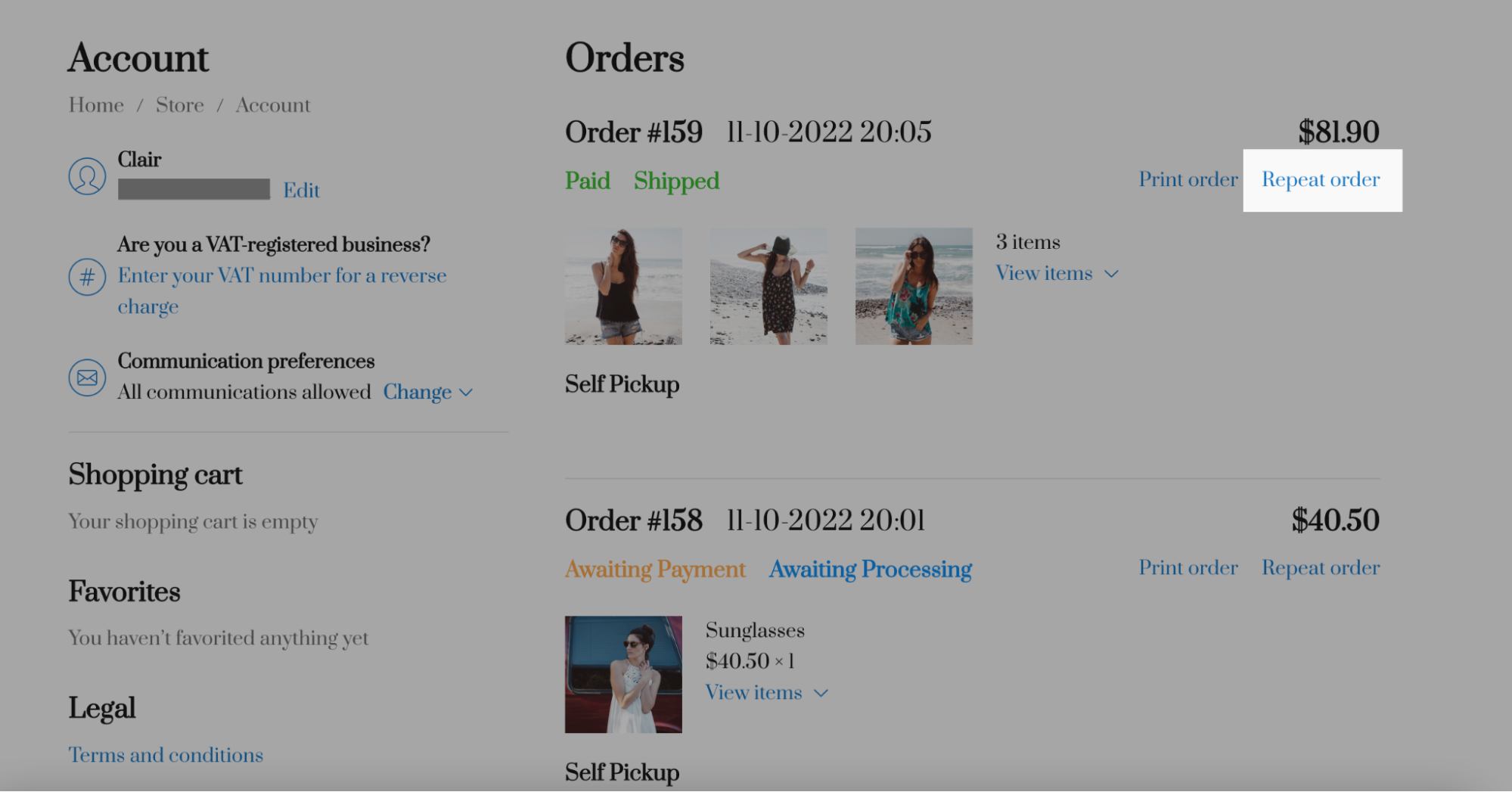 Taking repeat orders – Ecwid Help Center