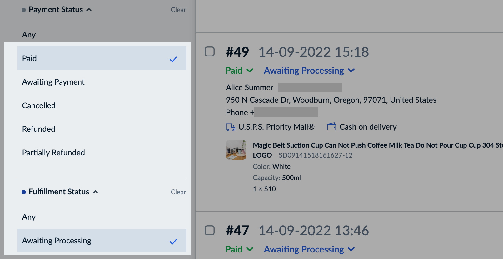 Searching and filtering orders – Ecwid Help Center
