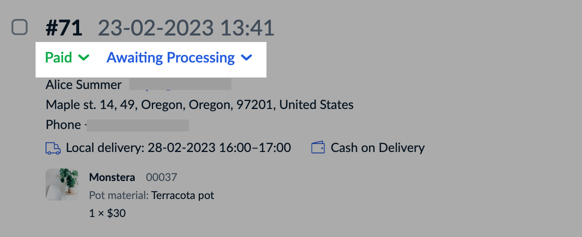 Changing order status – Ecwid Help Center
