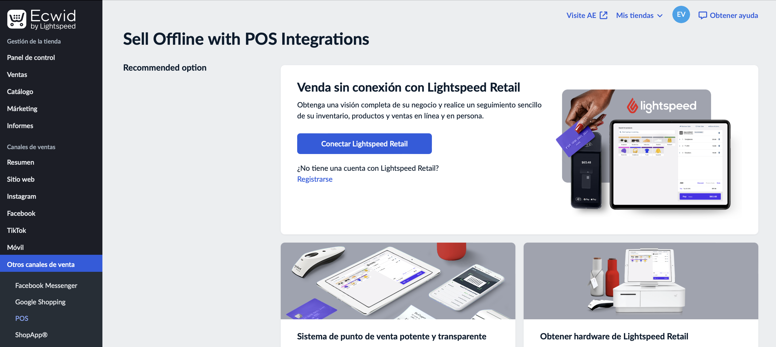 Conectar Ecwid con Lightspeed Retail POS X-Series (ex-Vend) – Centro de ayuda
